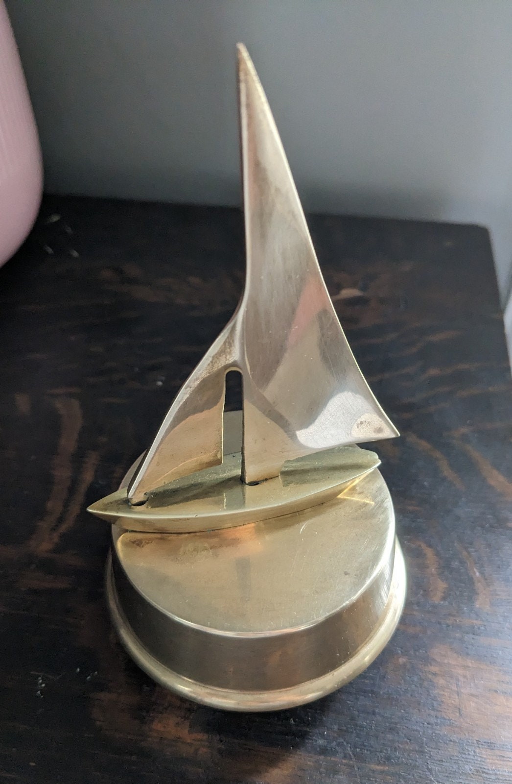 VINTAGE Mid-century Brass Rotating Musical SAILBOAT Nautical Theme ...