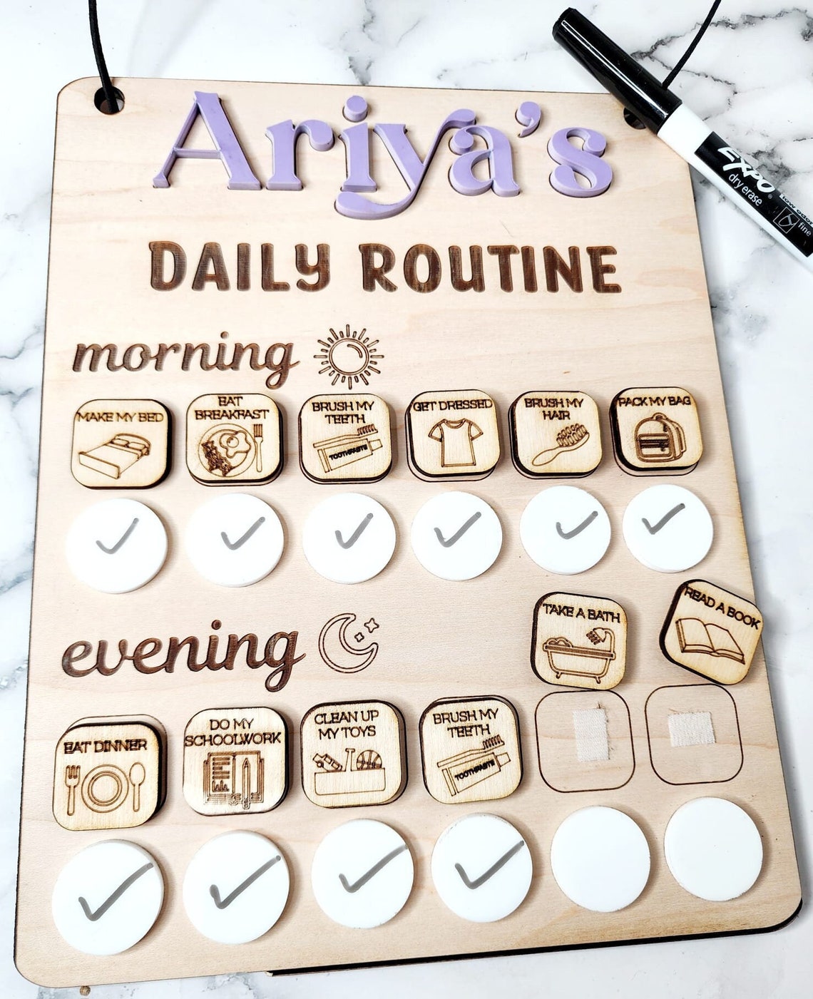 Daily Routine Chart for Kids SVG Laser Cut File Daily Routine Checklist ...