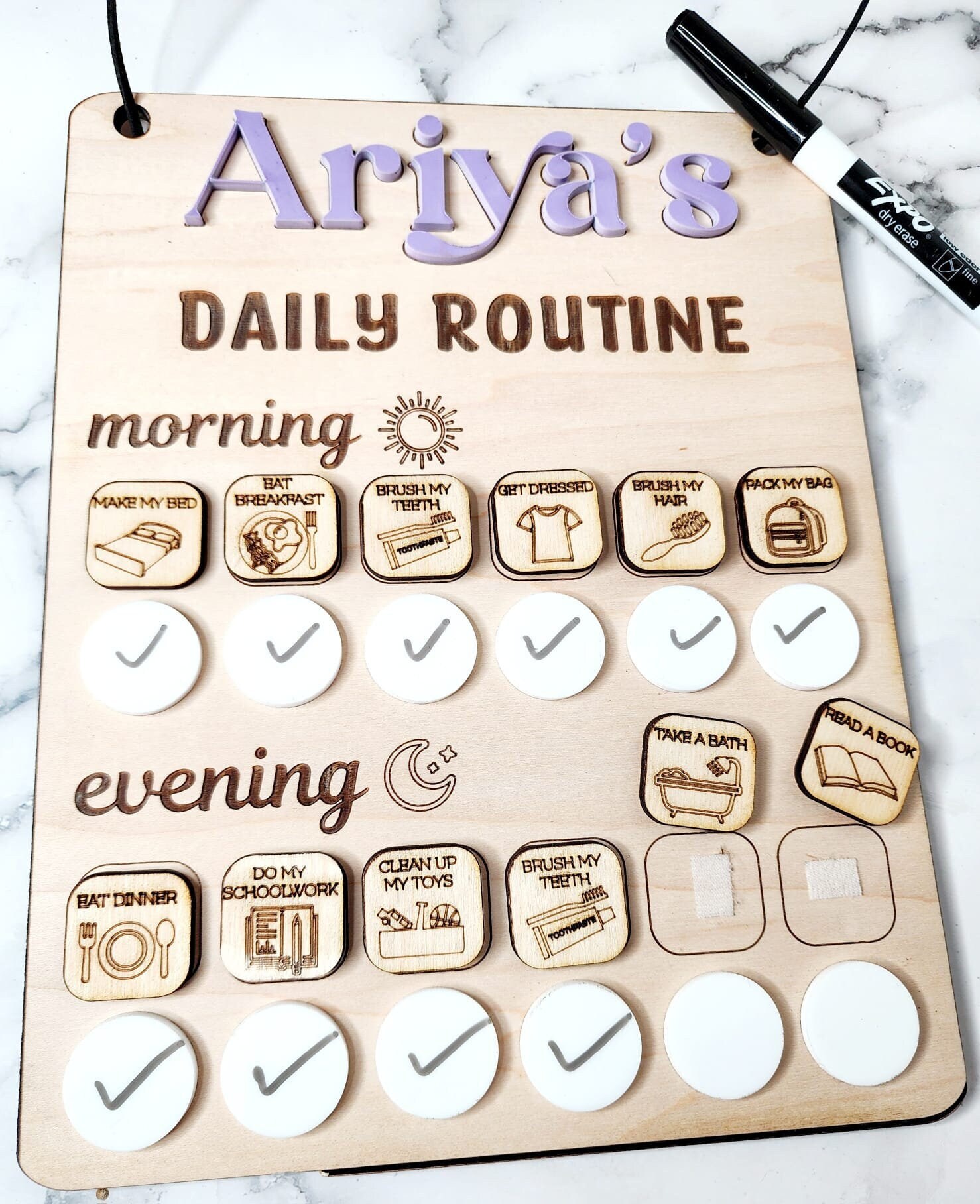 Daily Routine Chart for Kids SVG Laser Cut File Daily Routine Checklist ...