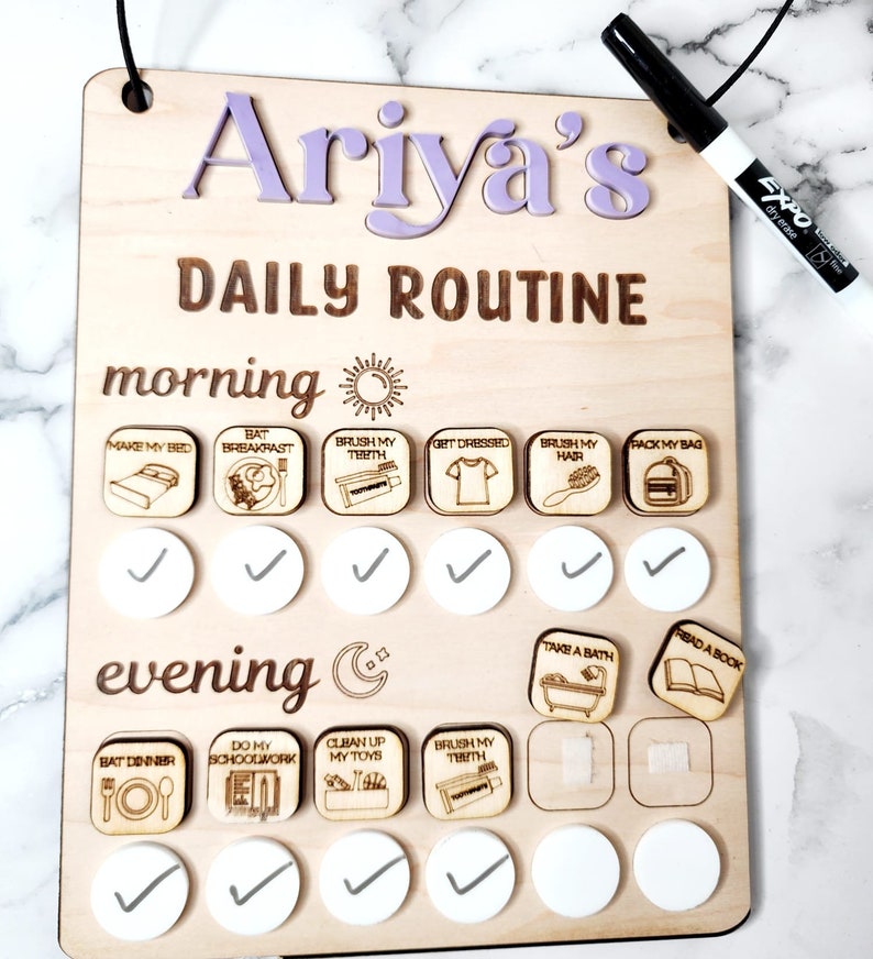 Daily Routine Chart for Kids SVG Laser Cut File Daily Routine Checklist ...