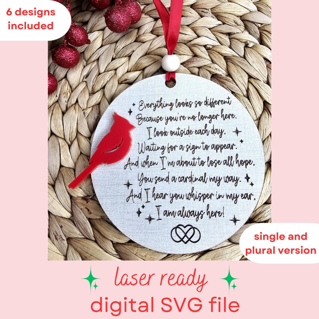Memorial Ornament SVG | Christmas Ornament SVG | Cardinal Ornament ...