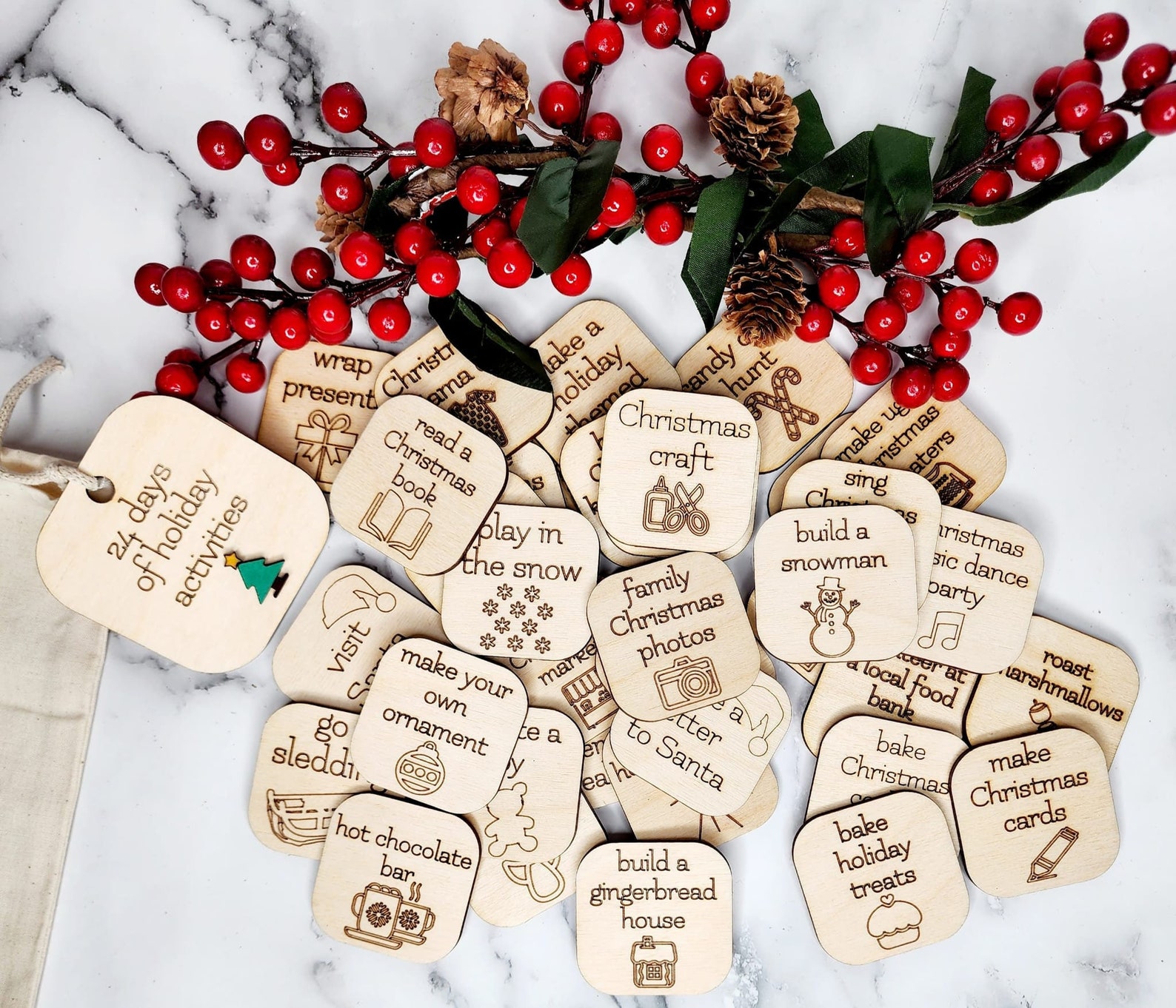 Christmas Activity Tokens SVG Advent Calendar SVG - Etsy