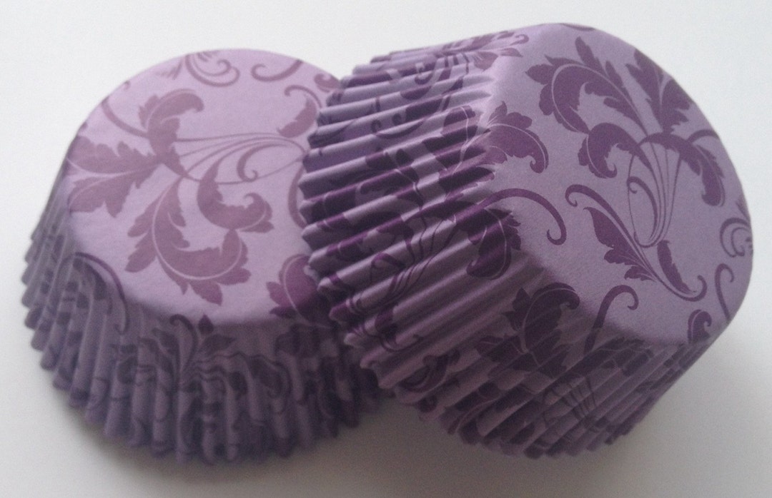 Purple Damask Cupcake Liners 50 Count Wedding Baking Cups Lace Muffin ...