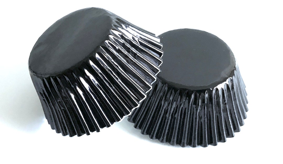 50 Pcs Black Metallic Cupcake Liners Aluminum Foil Liners Wedding Party ...
