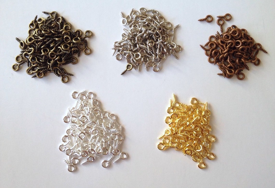 Assorted 1000 Pcs 8mm Eye Hook Screw Pins Silver Plated Gold | Etsy