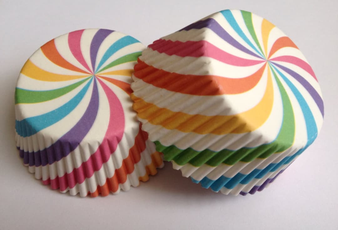 Multi Colored Cupcake Liners 50 Count Rainbow Swirl - Etsy