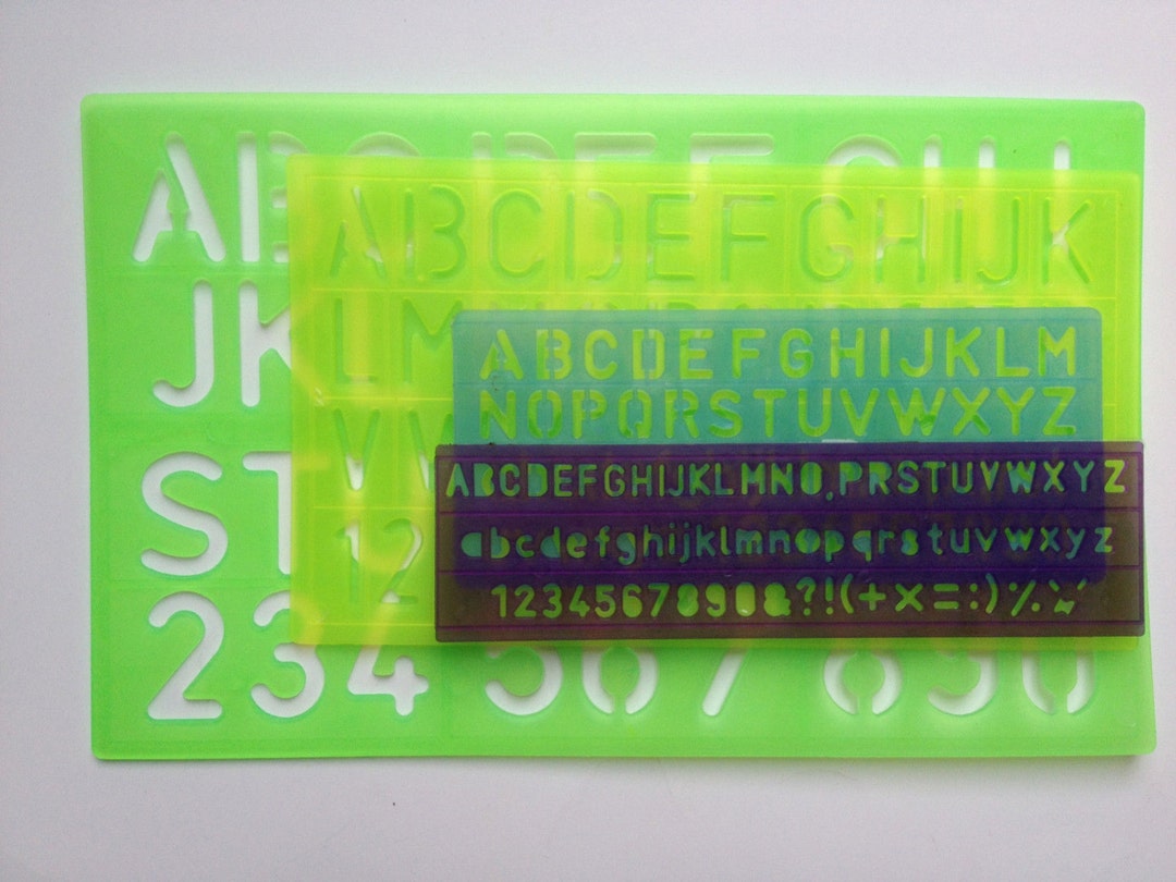 4 Pcs Alphabet Stencil Set Lowercase Upper Numbers Font Symbol School ...