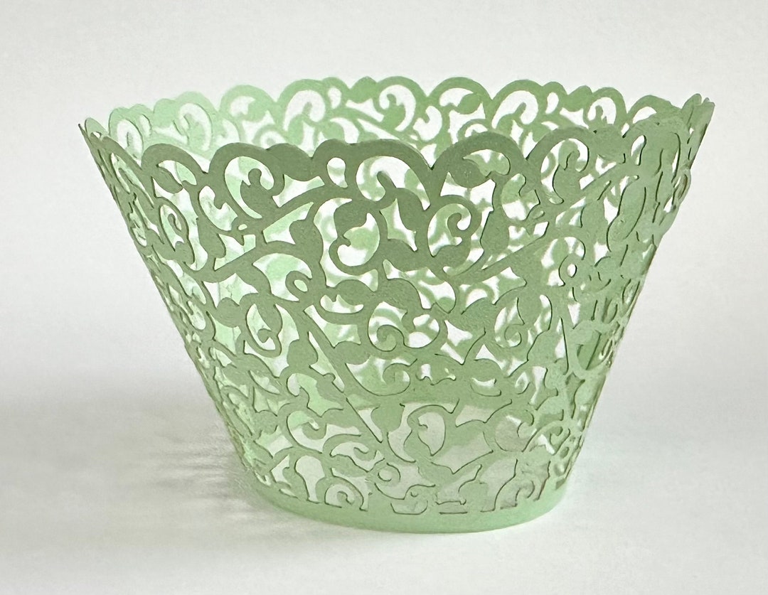 Beautiful Green Mint Lace Wedding Filigree Cupcake Liners Liner Baking ...