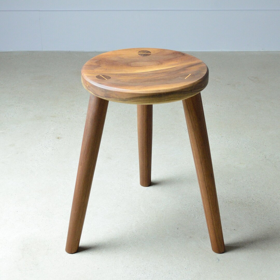 Three Legged Stool-walnut Wood - Etsy
