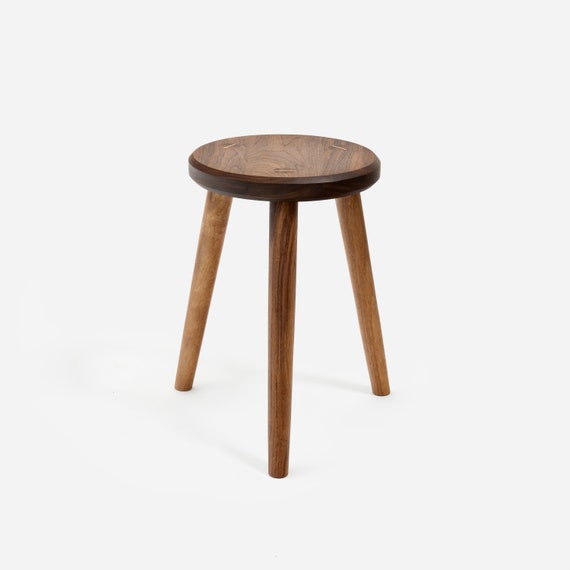 Three Legged Stool walnut Wood Etsy