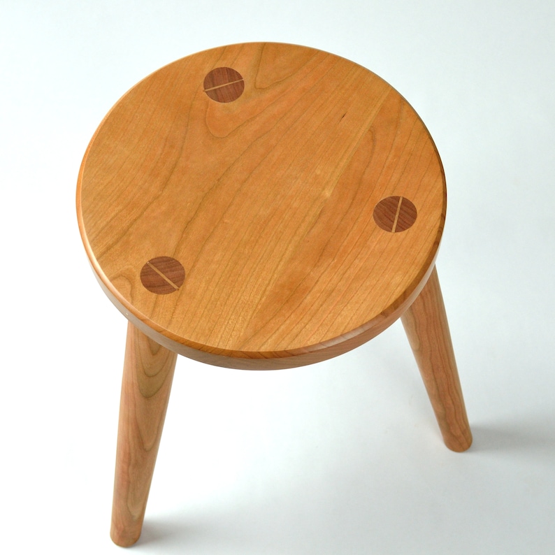 Three Legged Stool-cherry Wood - Etsy