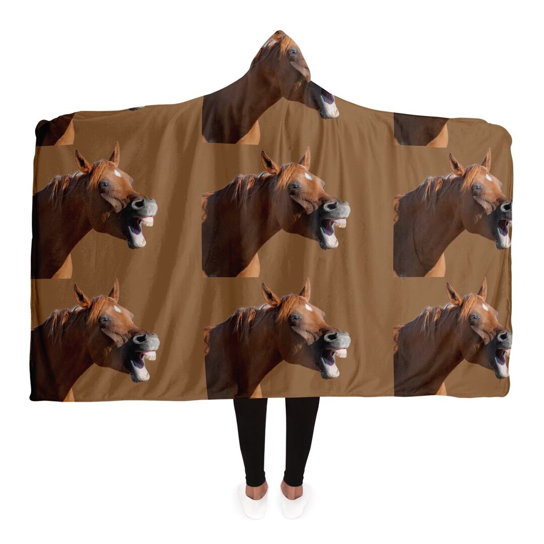 Arabian Horse Laughing Hooded Sherpa Blanket - All Over Printing - Etsy