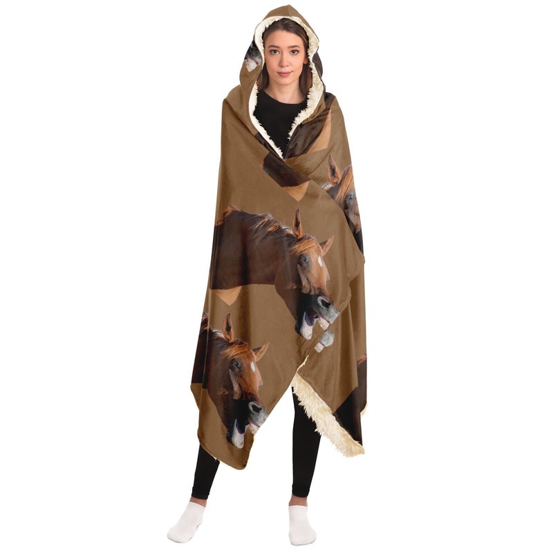 Arabian Horse Laughing Hooded Sherpa Blanket - All Over Printing - Etsy