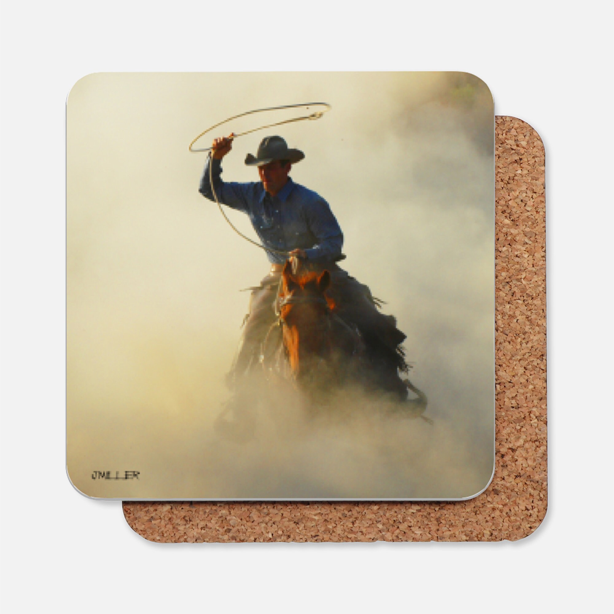 Cowboy Riding Through a Dust Storm; Western Art on a Drink Coaster - Etsy