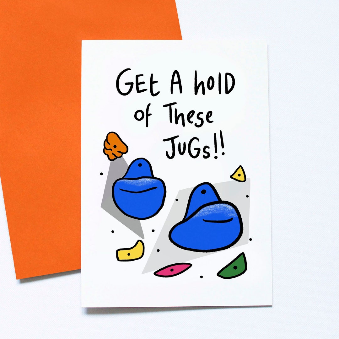 Bouldering Love Card, Funny Anniversary Card, Indoor Climbing, Jug Hold ...