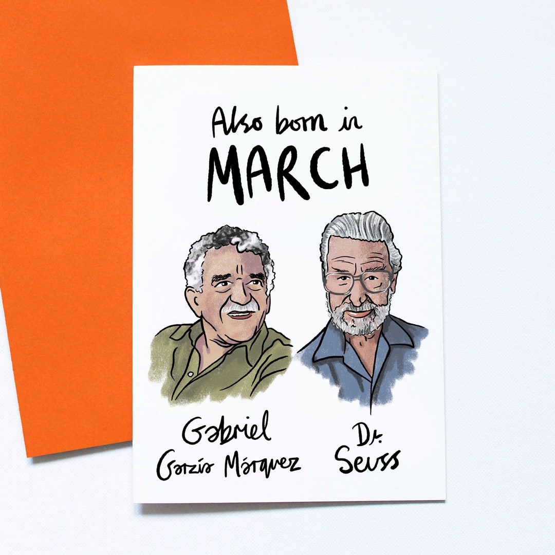 March Birthday Card, for Book Lovers, Famous Authors, Gabriel Garzia ...