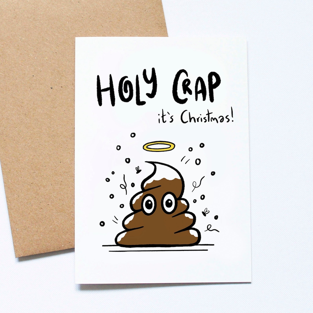 Rude Christmas Card, Funny Holiday Card, Cheeky Xmas Cards, Poop Emoji ...