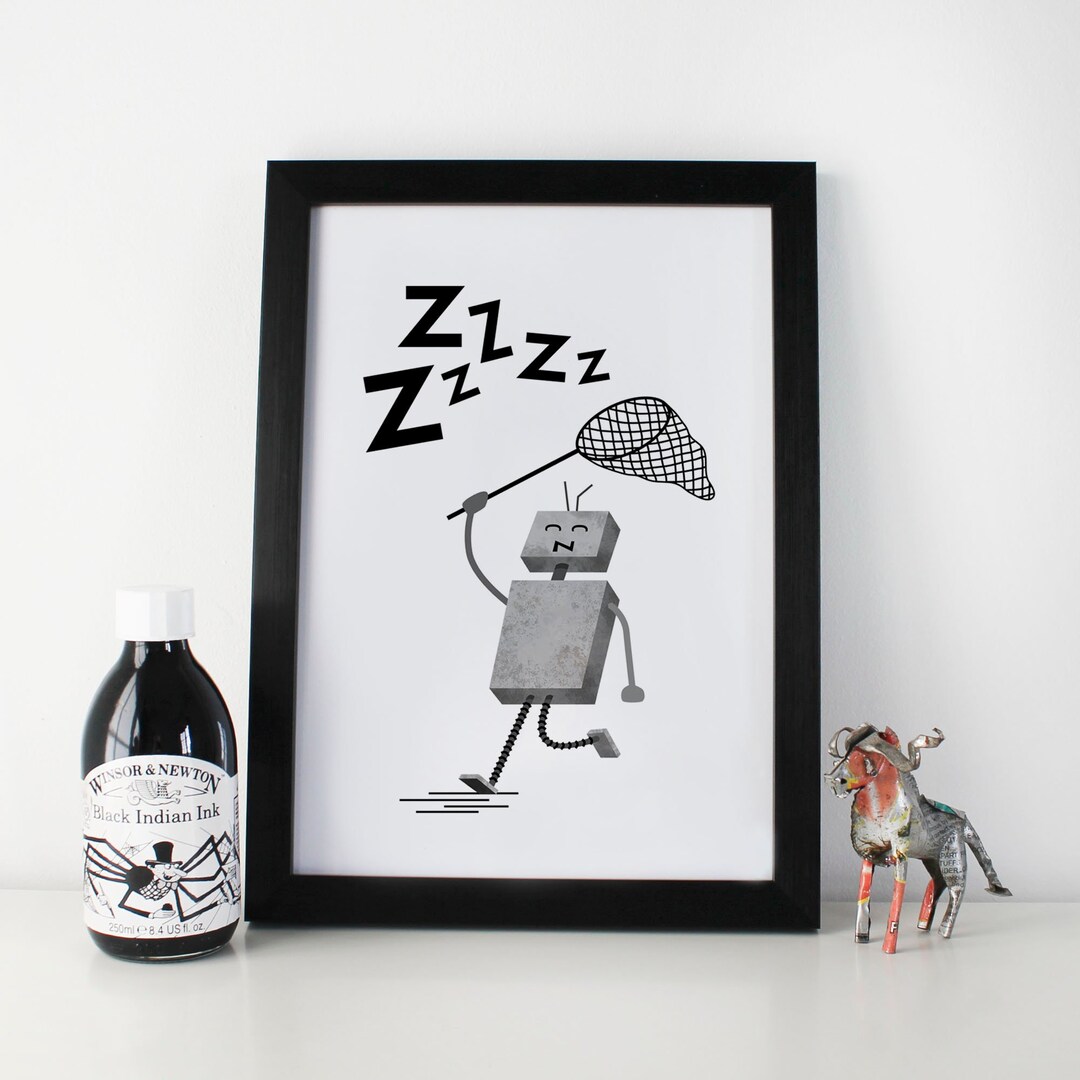 Robot Print, Little Boys Bedroom, New Baby Boy Gift, Bedtime Stories ...