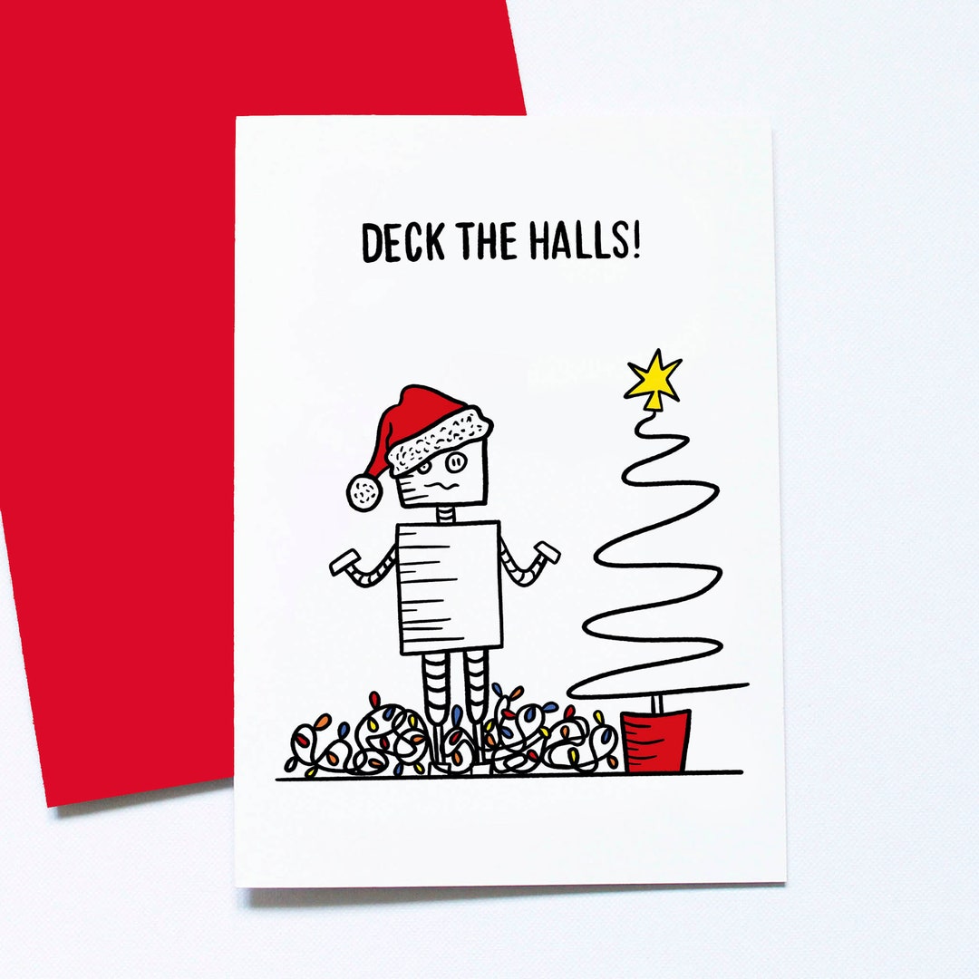 Geek Christmas Card, Christmas Lights, Nerd Holiday Card, Cute Greeting ...