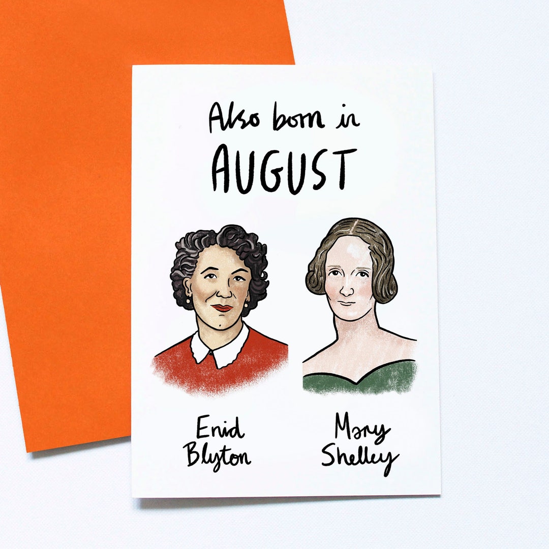 August Birthday Card, for Book Lovers, Born in August, Famous Authors ...