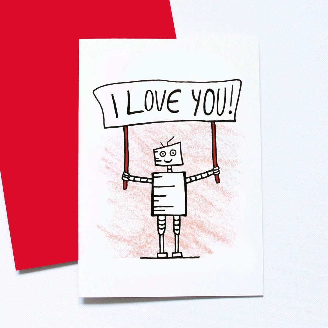 I Love You Robot Anniversary Card Cute Birthday Card Robot - Etsy