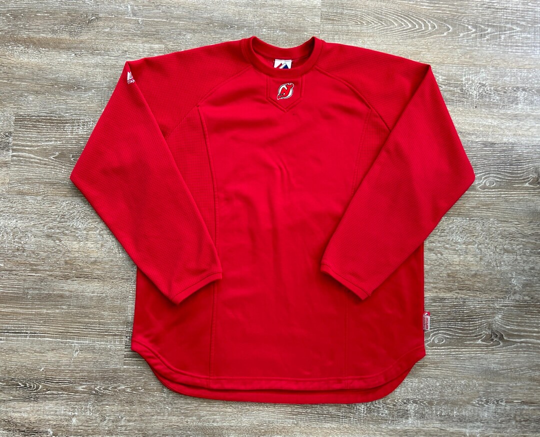 Vtg 2000s MAJESTIC New Jersey Devils Sweater NHL Hockey Warmup Therma ...