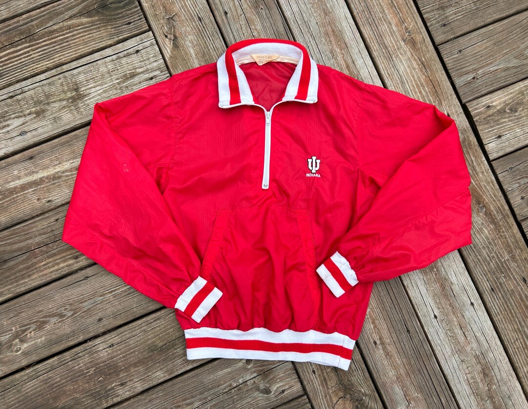Vtg 90s Indiana Hoosiers 1/2 Zip Windbreaker Jacket Pullover ...