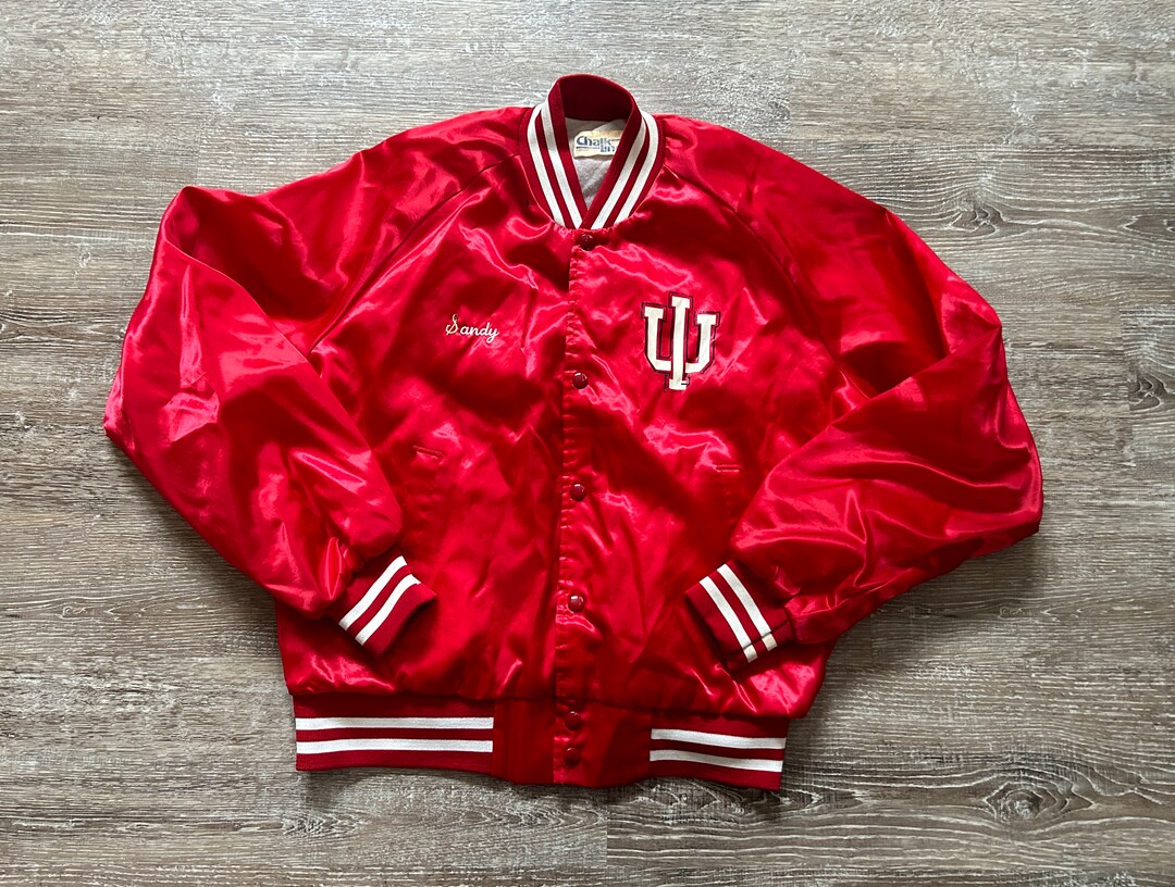 Vtg 80s Indiana Hoosiers Satin Jacket IU Snap Bomber Jacket Basketball ...