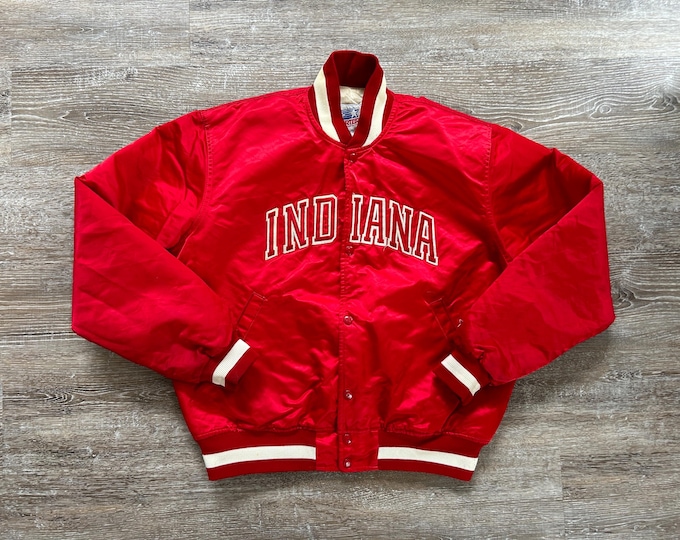 VTG 90s STARTER Indiana Hoosiers Satin Jacket IU Embroidered Bomber ...