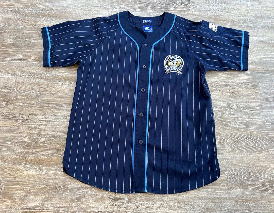 VTG 90s North Carolina Tar Heels STARTER Baseball Jersey UNC Pinstripe ...