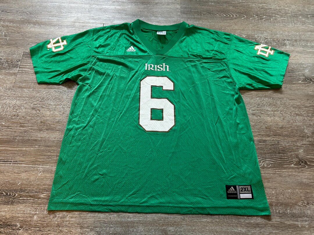 Adidas VTG 2000s Notre Dame Fighting Irish Football Jersey #6 Green ...