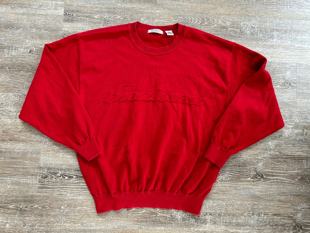Vintage 80s Indiana HOOSIERS Knit Embroidered Pullover Sweater IU Logo ...