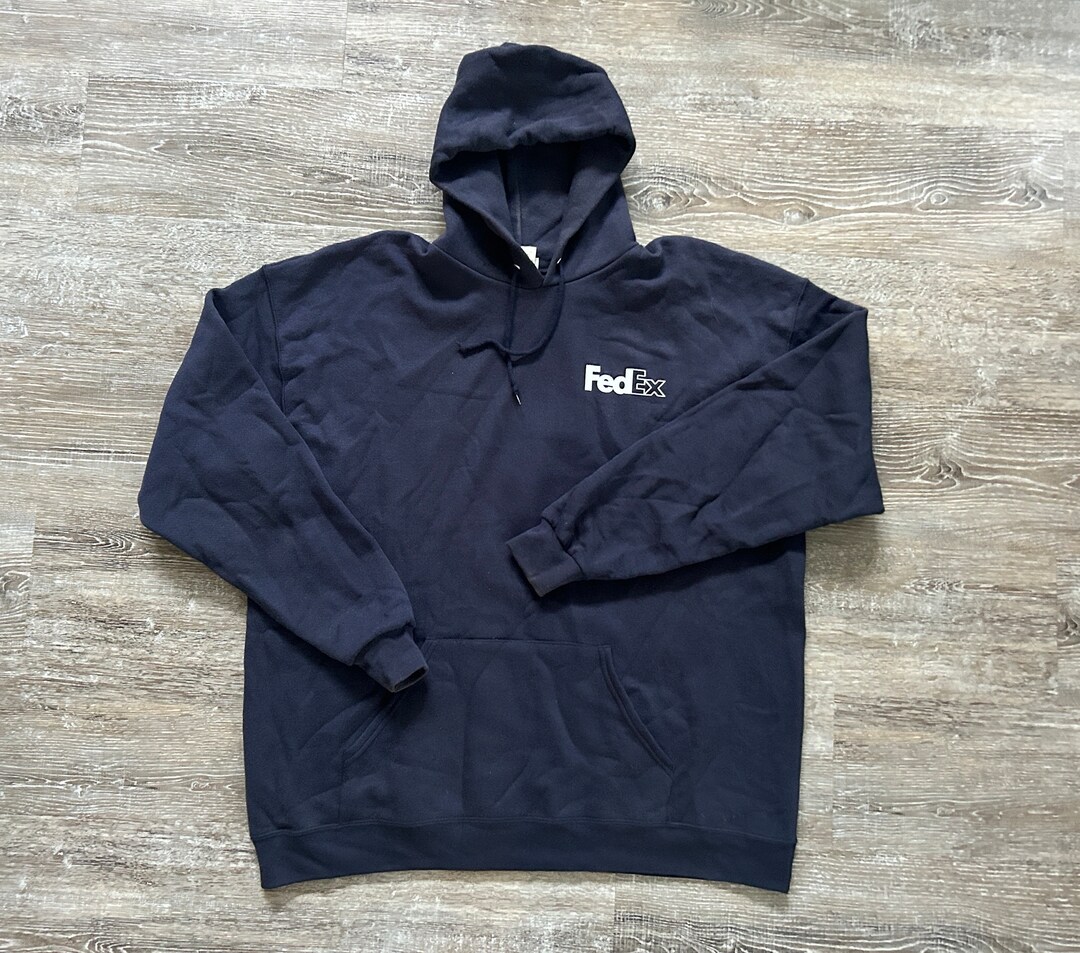 Vtg 90s Fedex Federal Express Employee Hoodie Sweatshirt Logo 2XL ...