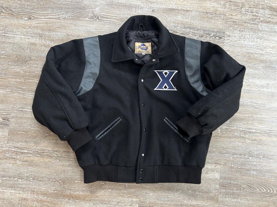 Vtg 2000s Xavier Musketeers Wool Letterman Jacket Quilt Lined Snap ...