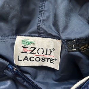 VTG 80s IZOD Lacoste Jacket Windbreaker Hooded Gator Croc Logo 1/2 ZIP ...