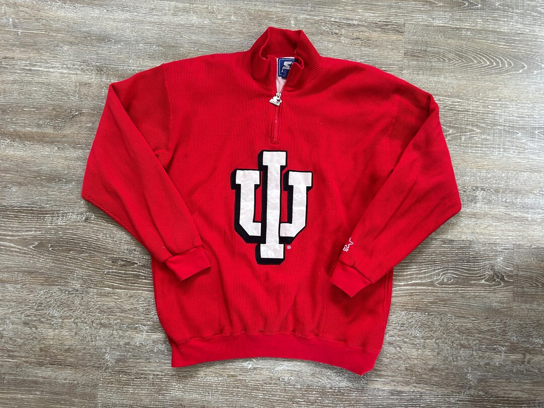 VTG 90s Indiana Hoosiers Pullover 1/4 Zip Jacket IU STARTER Embroidered ...