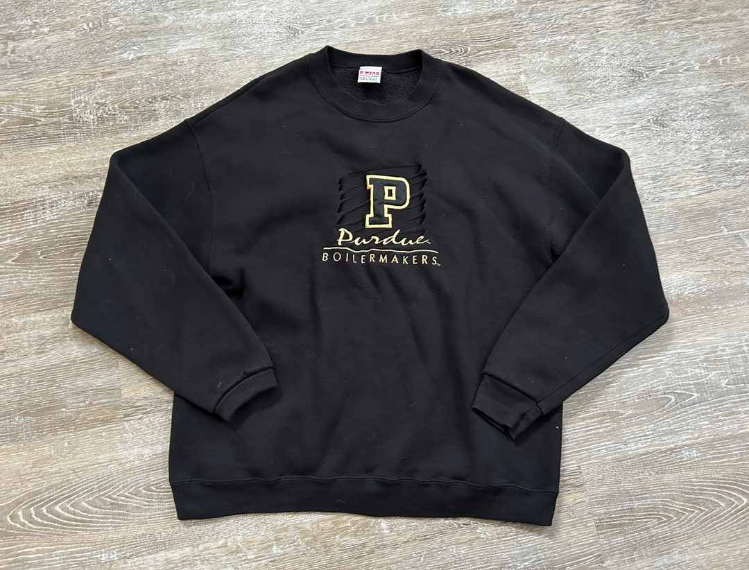 Vintage 90s Purdue Boilermakers P Logo Crewneck Sweatshirt Black Large ...