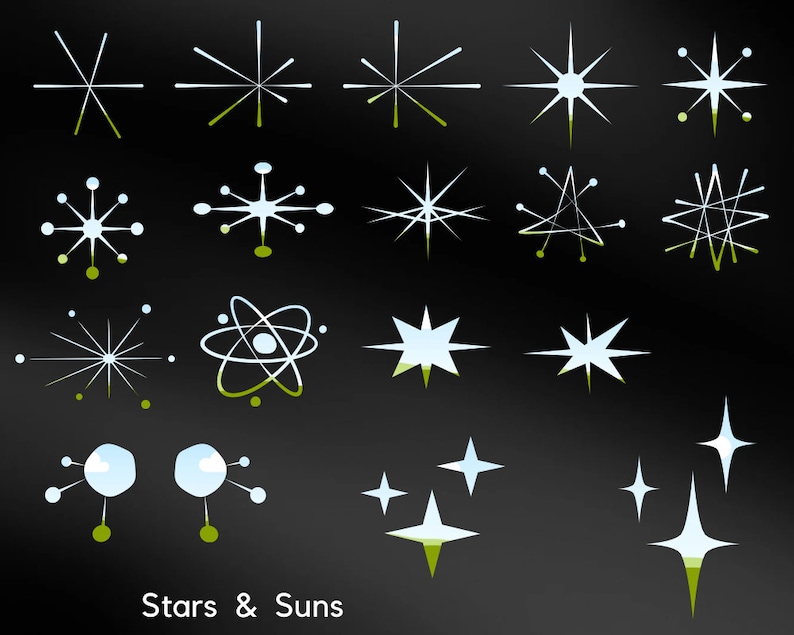 Mid Century Canva Frame Set, MCM Shape Pack, Digital Download, Retro ...