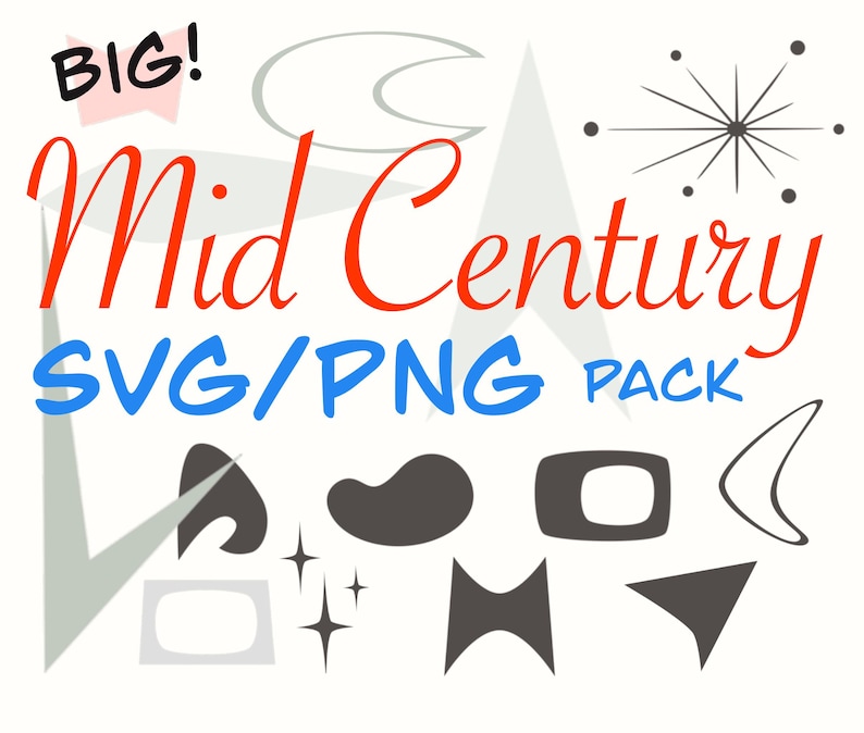 Mid Century Modern SVG & PNG Bundle | Retro Shapes and Elements MCM ...
