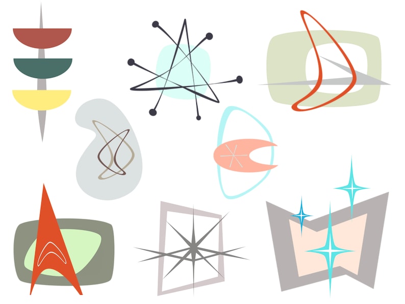 Mid Century Modern SVG & PNG Bundle | Retro Shapes and Elements MCM ...