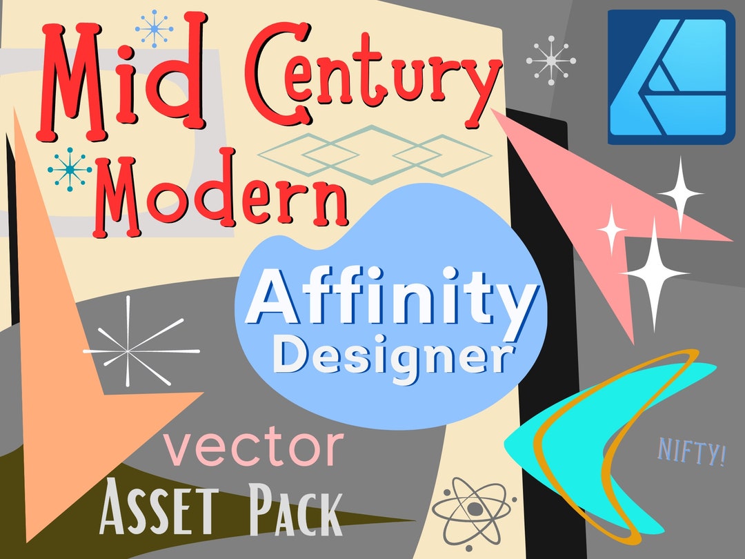 Mid Century Modern Affinity Designer Asset Set | Vintage Shapes and ...