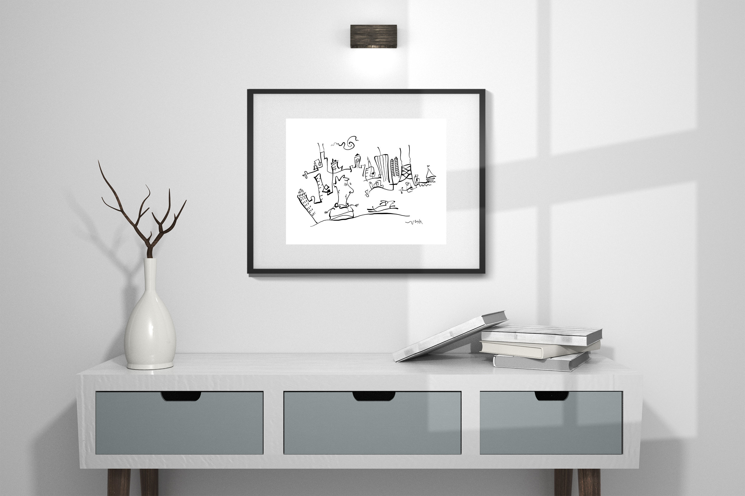 Chicago Skyline Line Art Instant Download Black and White - Etsy