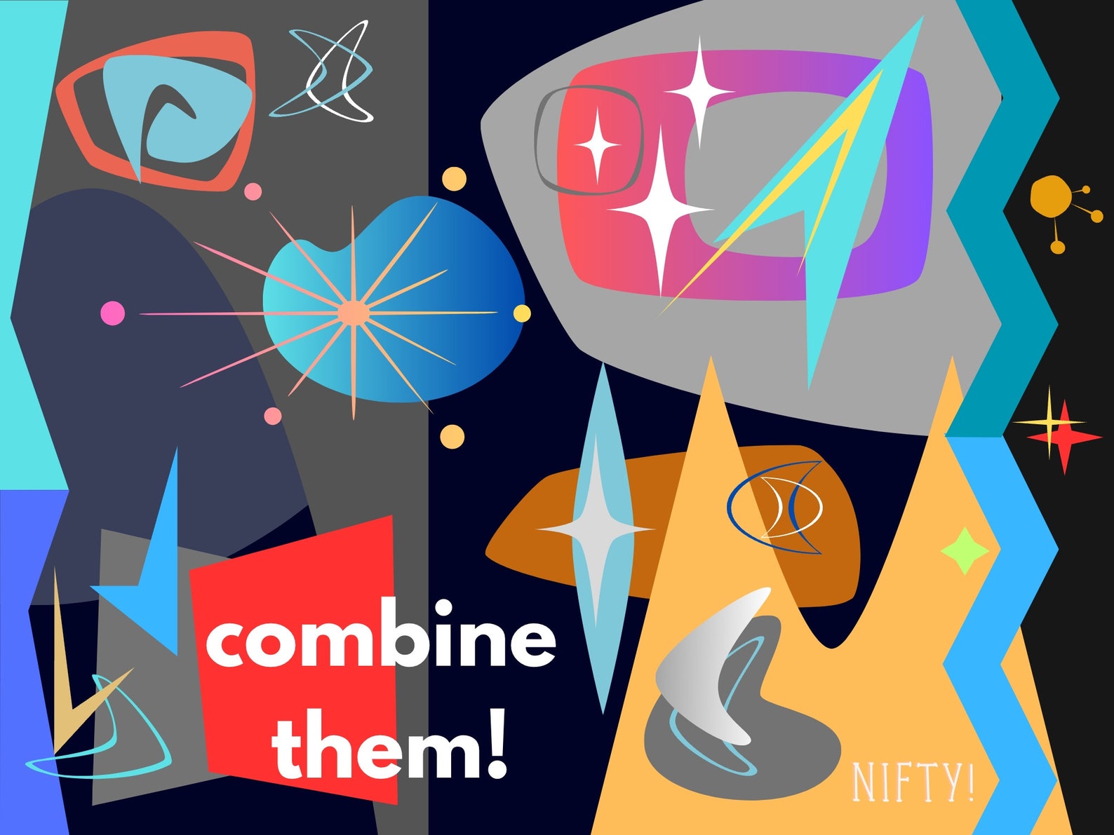 Mid Century Canva Frame Set, MCM Shape Pack, Digital Download, Retro ...