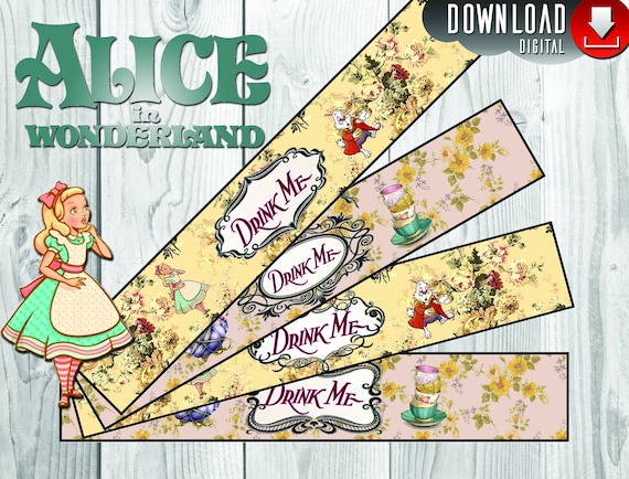 Mad Hatter Water Bottle Labels 16oz Instant Download - Etsy