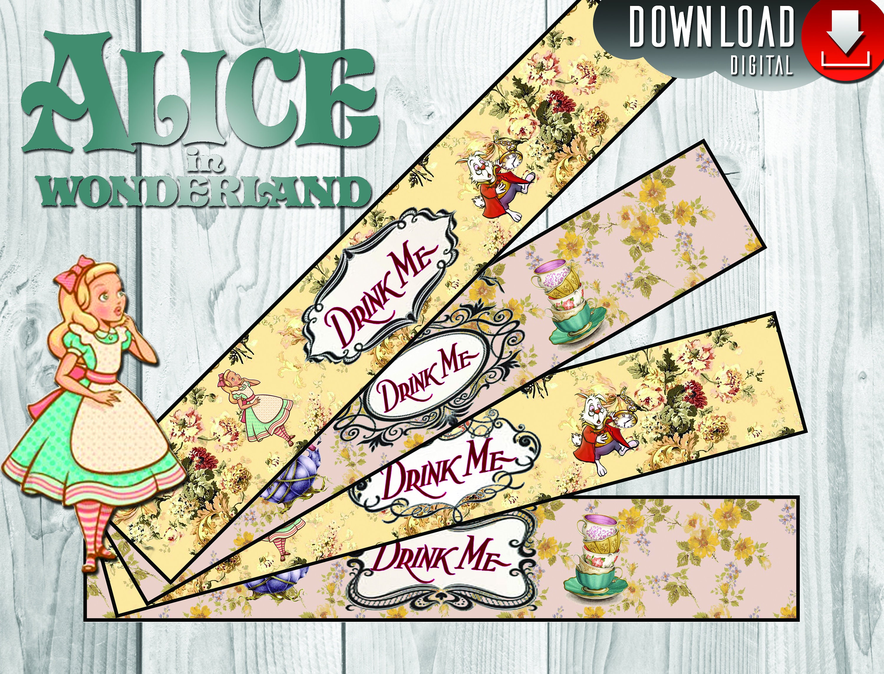 Mad Hatter Water Bottle Labels - 16oz Instant Download - Etsy