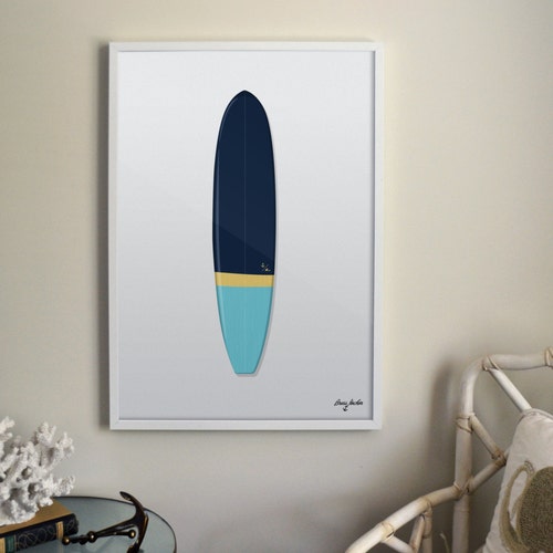 Vintage Raglan Surfboard Ombre Blue or Red Illustrated Print. - Etsy