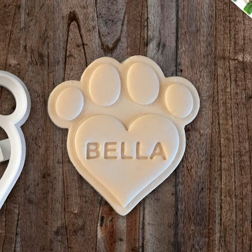 Dog Snack Paw Print Cookie Cutter With Custom Name Fondant - Etsy