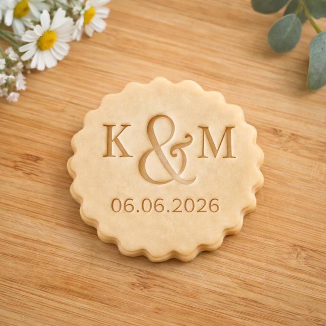 Personalized Wedding Cookie Stamp With Initials and Date – Engagement ...