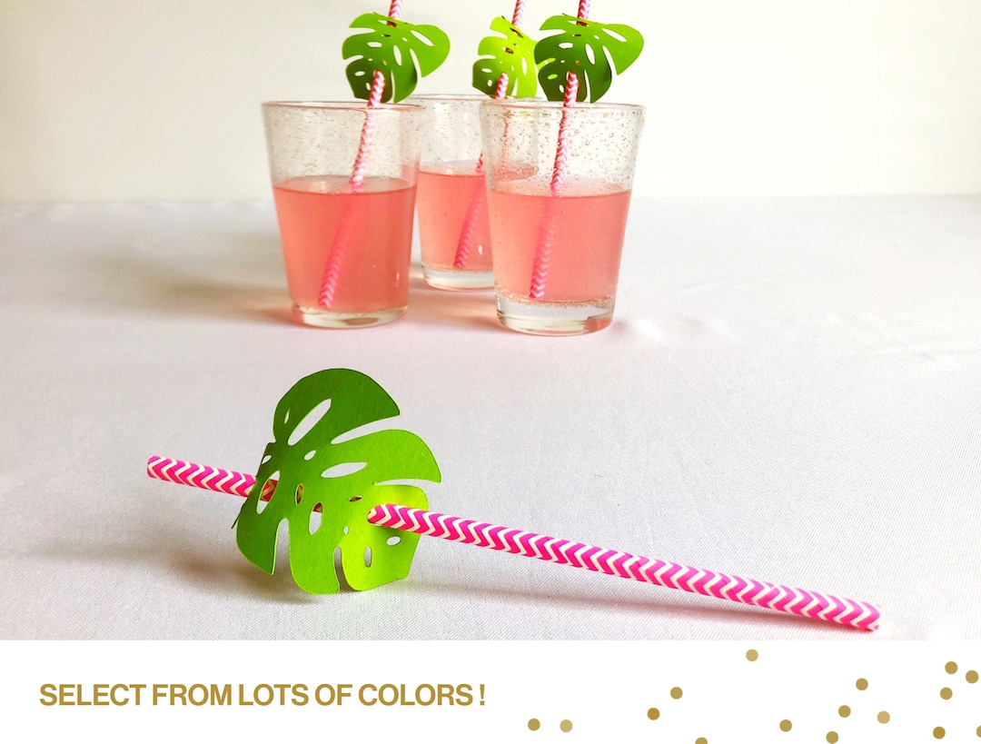 Monstera Tropical Leaf Straws - Jungle Safari, Flamingo, Summer ...