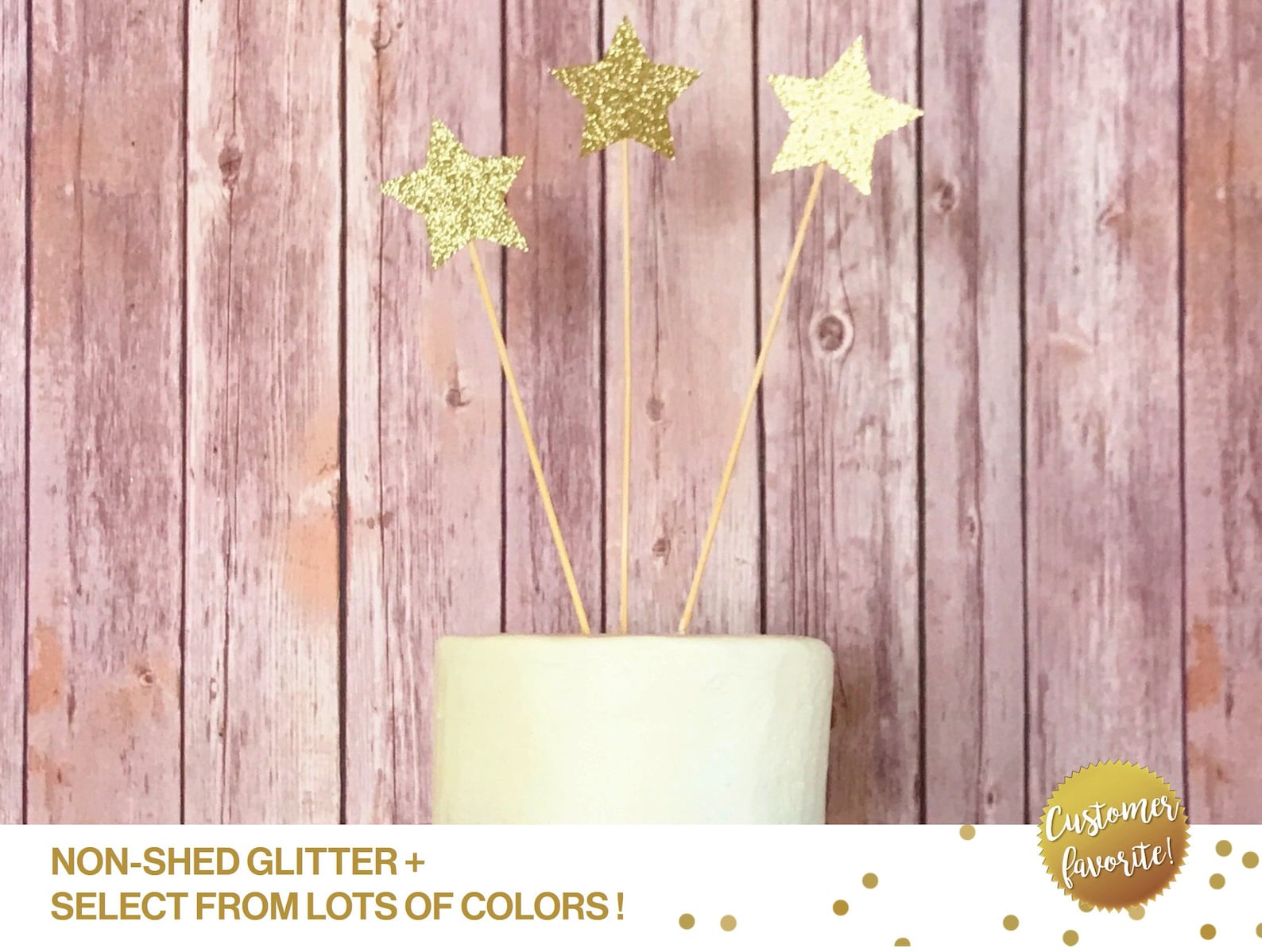 Glitter Star Cake Topper - Birthday Cake, Baby Shower, Wedding, Bridal ...